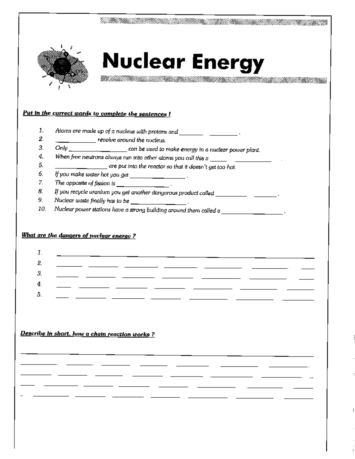 Christian Broome - Nuclear Energy Questions - Studocu