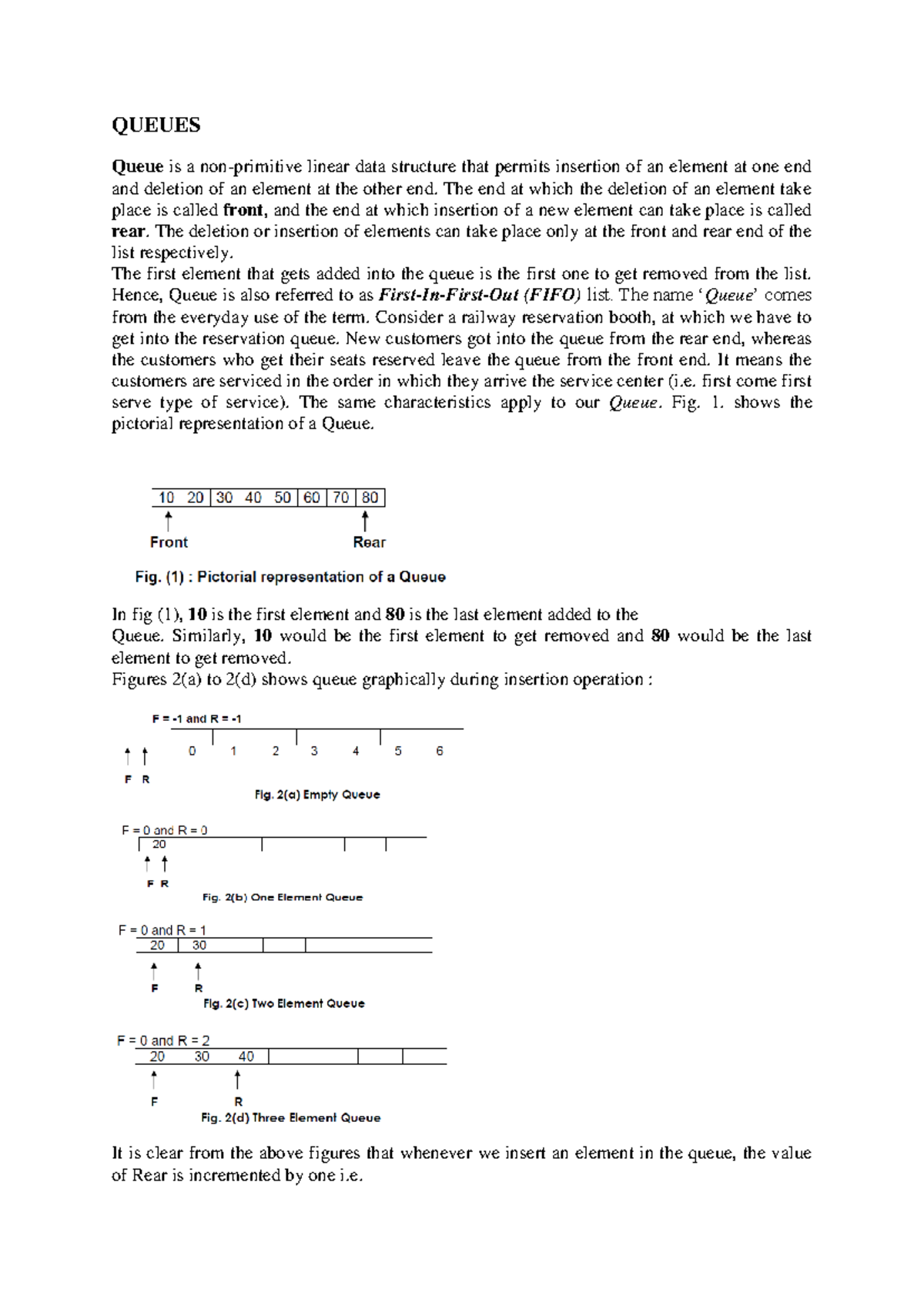 Unit3 Ds Queues Bca Data Structures Unit 3 Queues Queue Is A Non Primitive Linear Data