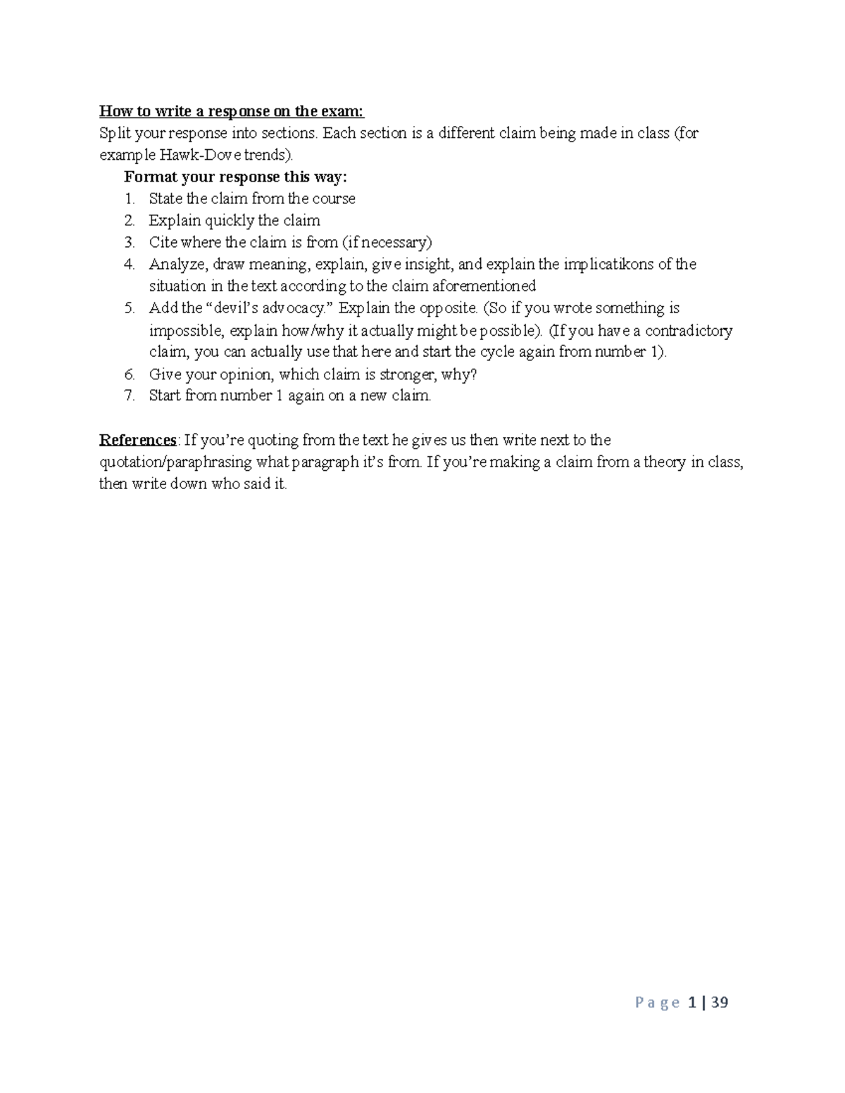 Collective Notes - How to write a response on the exam: Split your ...