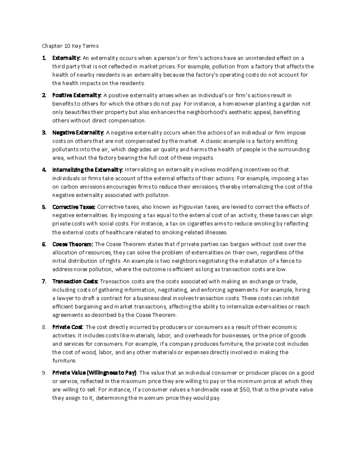 Chapter 10 Key Terms - Summary Microeconomics - Chapter 10 Key Terms ...