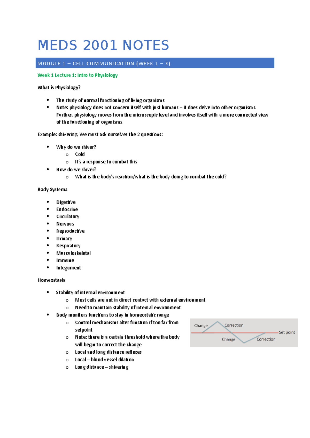 MEDS 2001 Module 1 Notes - MEDS 2001 NOTES MODULE 1 – CELL ...