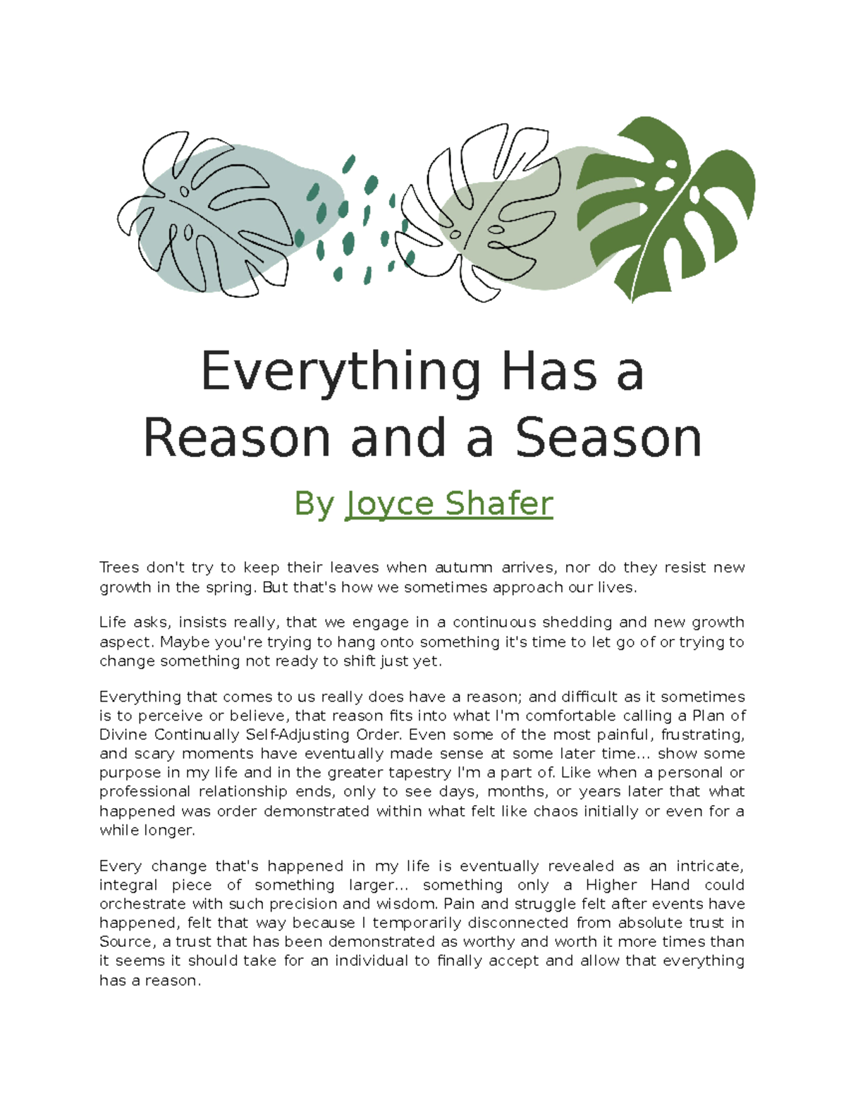 Everything Has a Reason and a Season - Everything Has a Reason and a ...