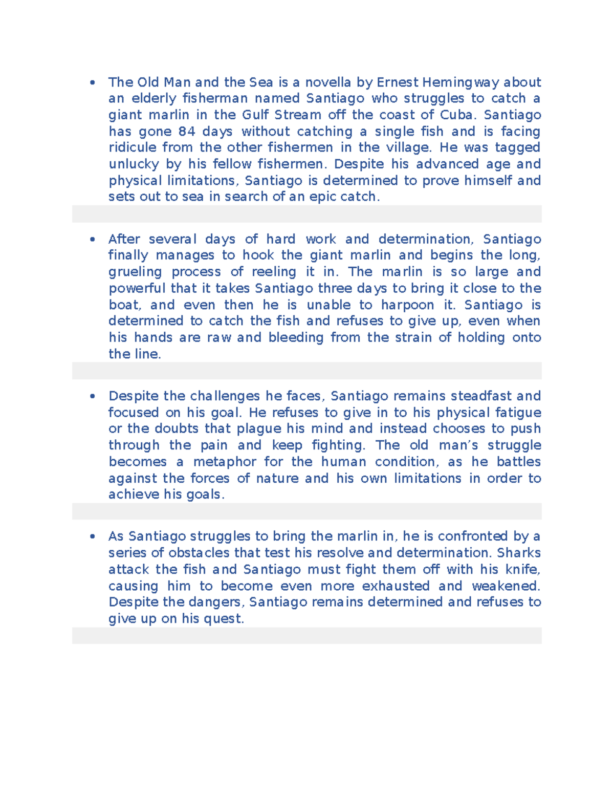 The Old Man and The sea - Lecture notes - The Old Man and the Sea is a ...