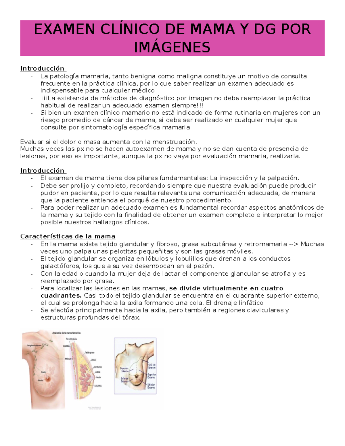 30. Examen mamario listo - EXAMEN CLÍNICO DE MAMA Y DG POR IMÁGENES ...
