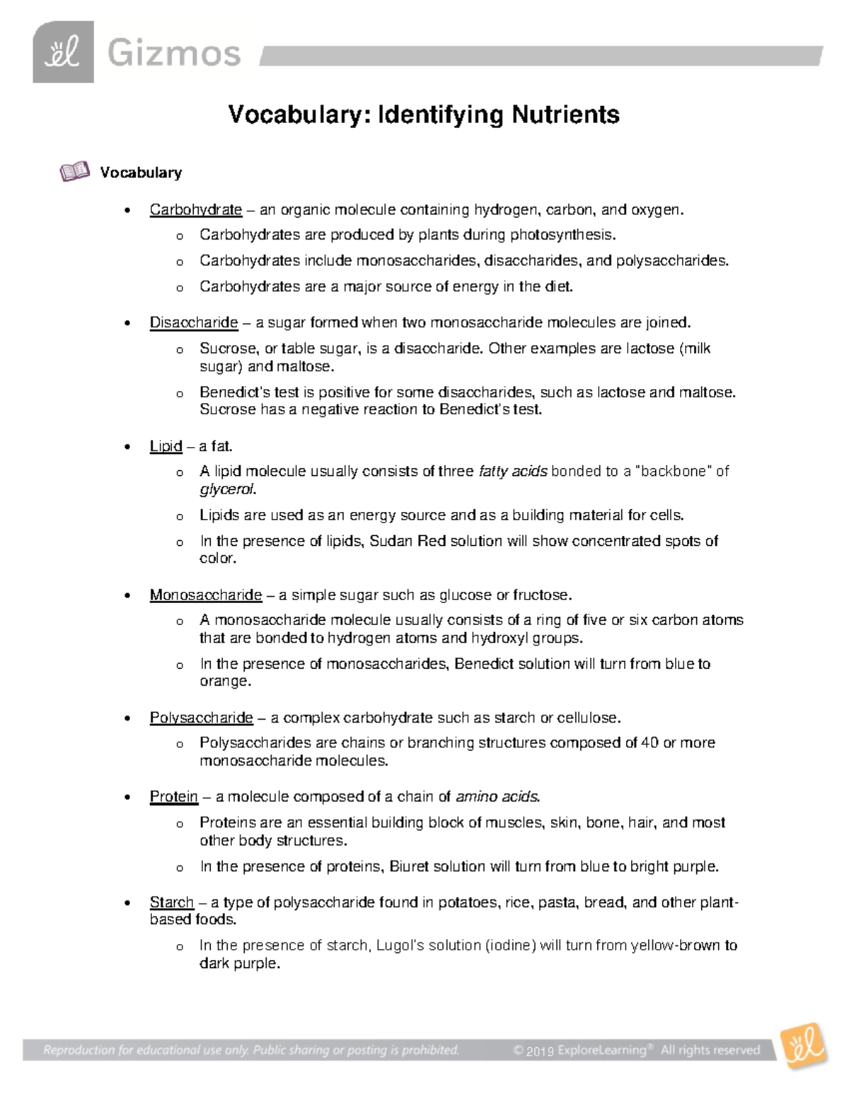 Identifying Nutrients Vocab - 2019 Vocabulary: Identifying Nutrients ...