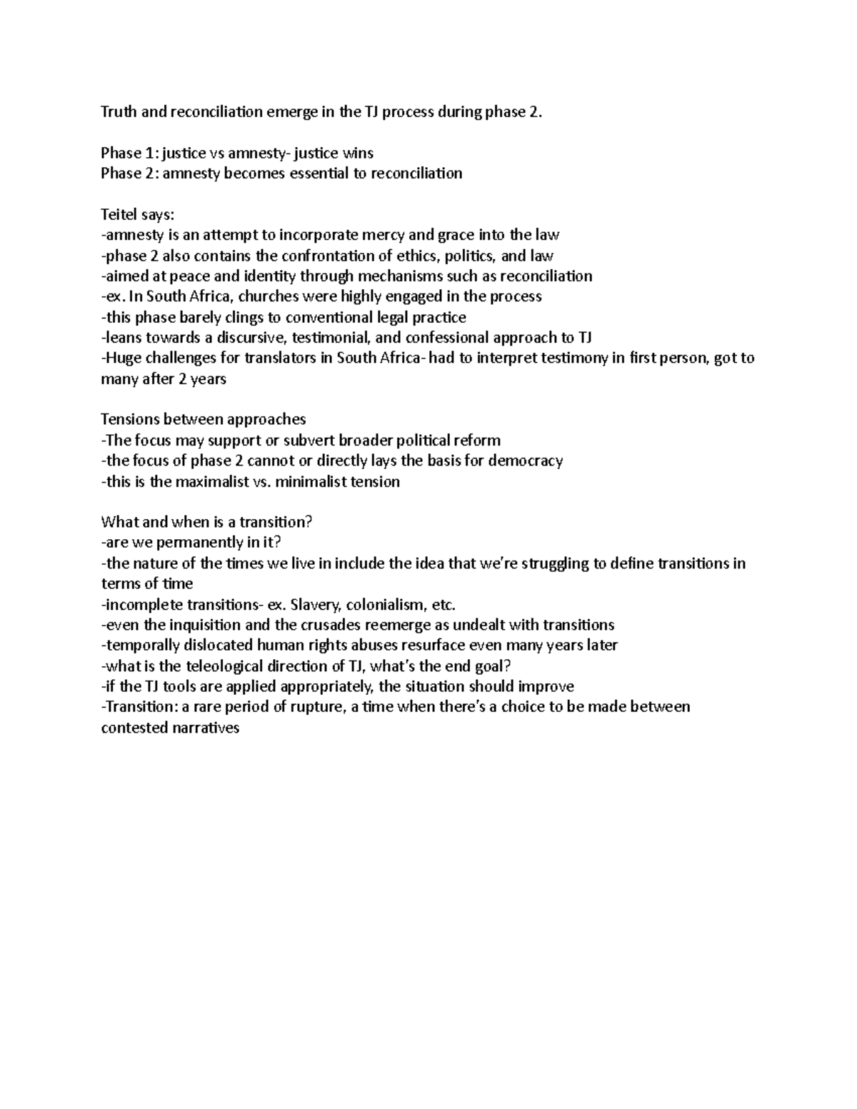 Truth and reconciliation in TJ - Truth and reconciliation emerge in the ...