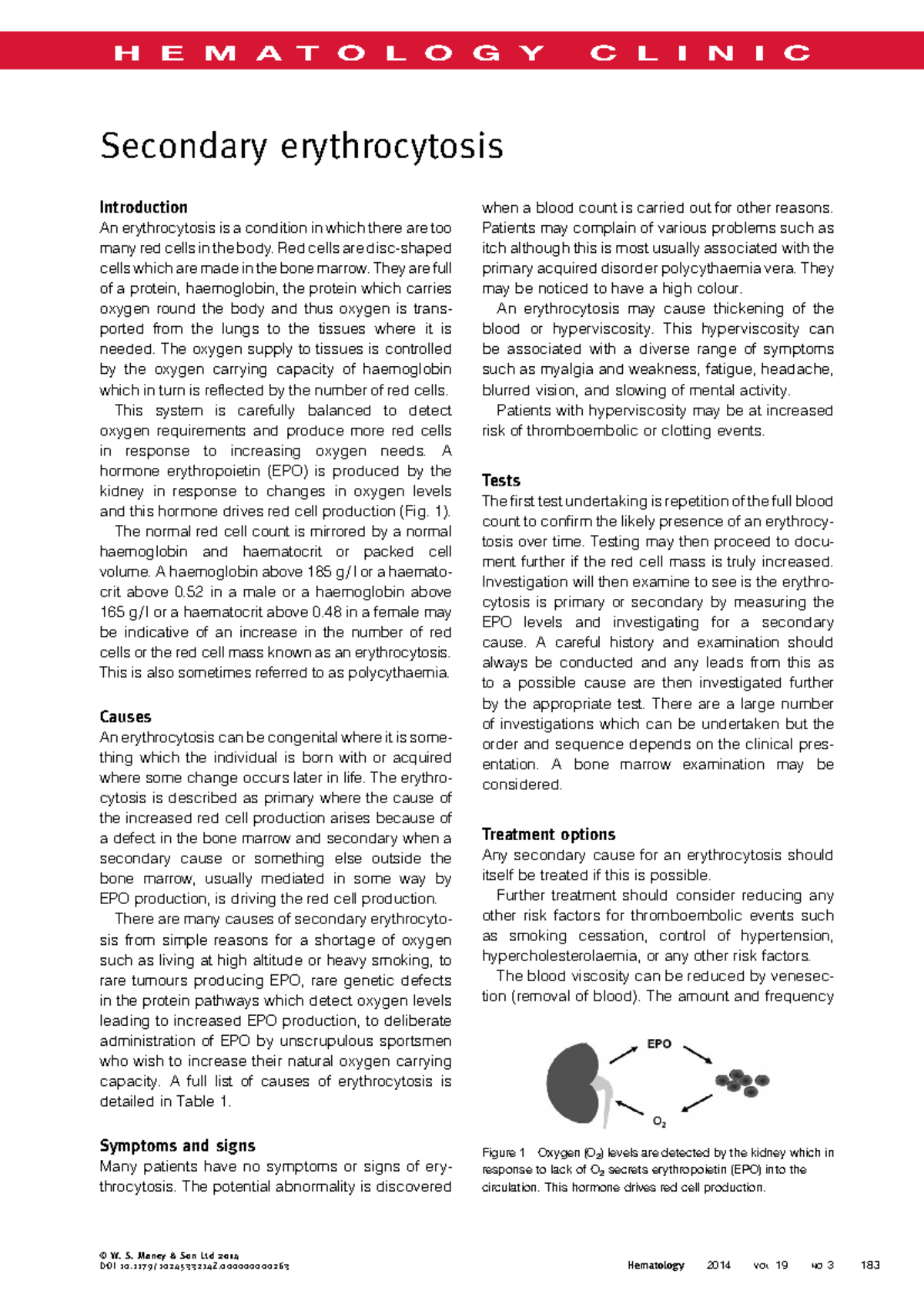 Eritrocitosis 1 - H E M A T O L O G Y C L I N I C Secondary ...