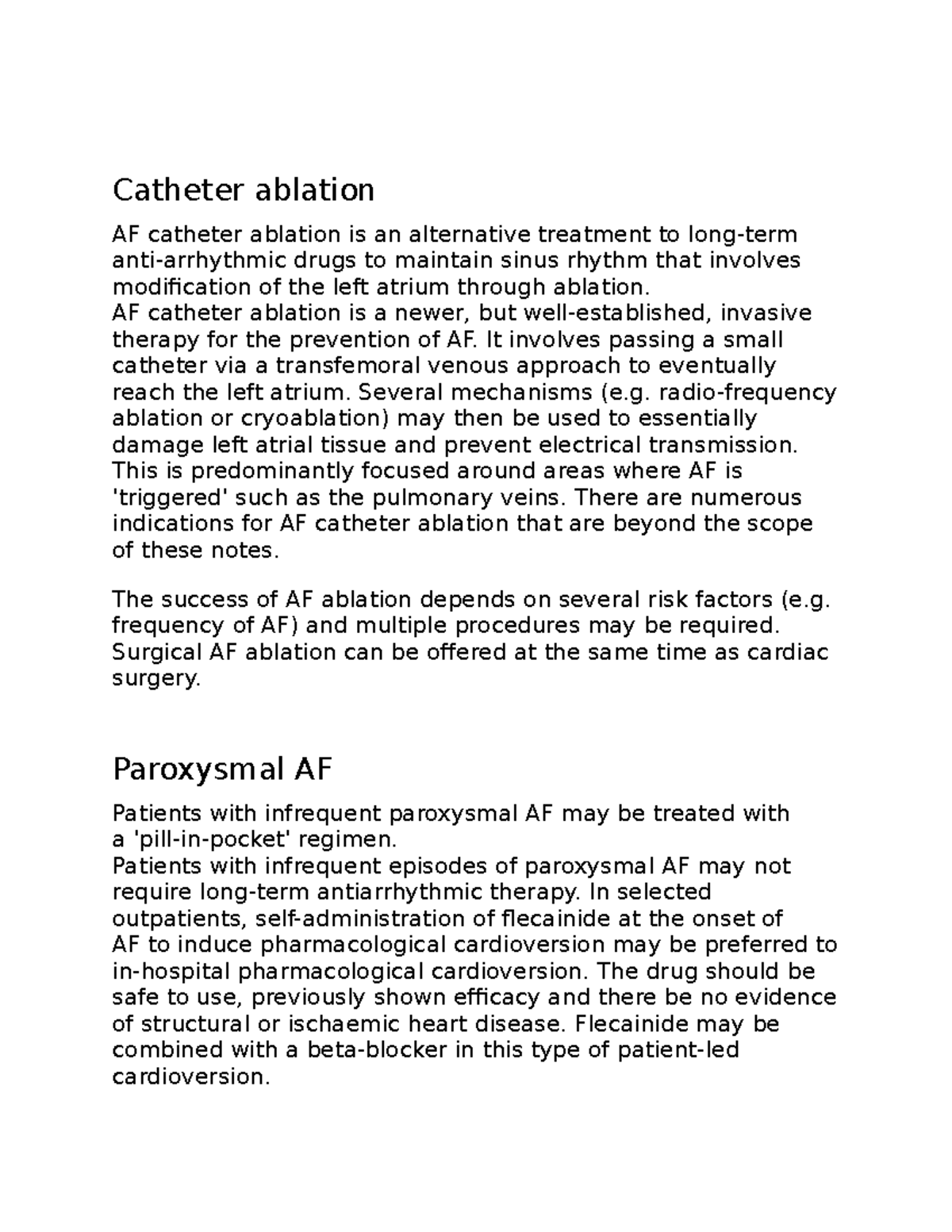 Catheter ablation - Lecture notes 1 - Catheter ablation AF catheter ...
