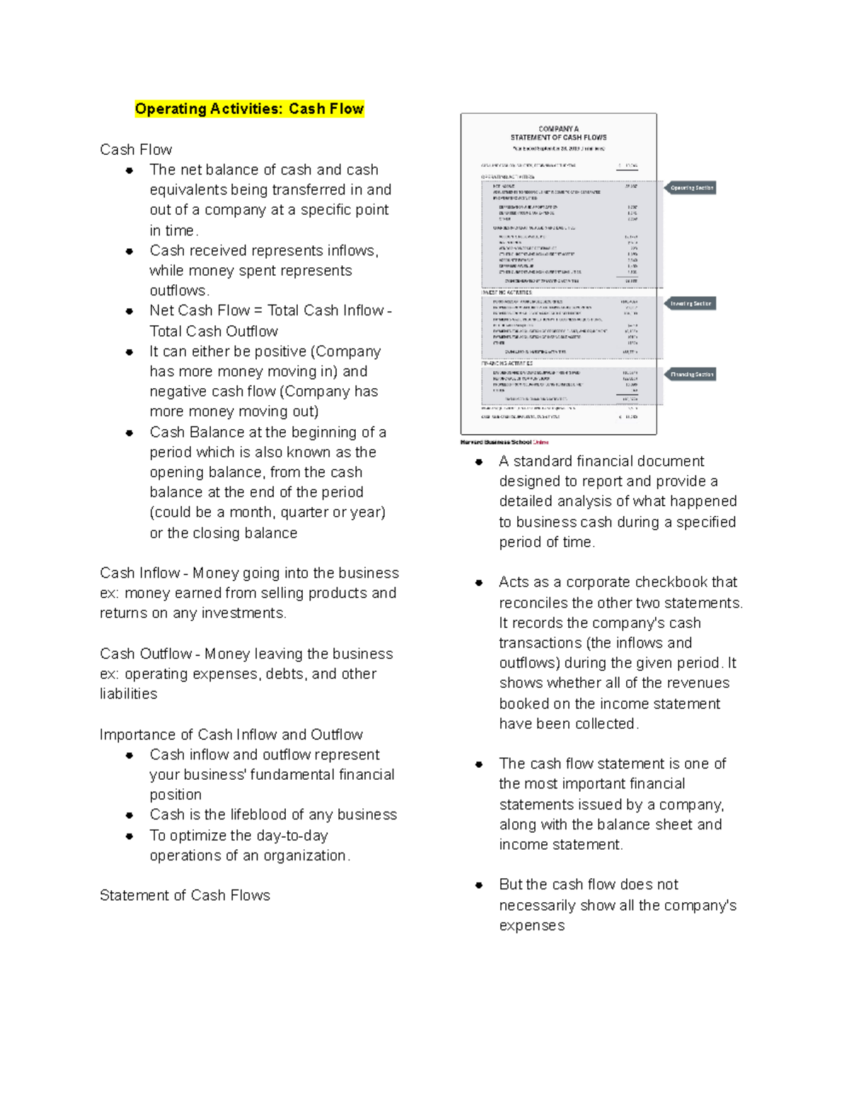 Cash Flows - cash flow notes and basics - Operating Activities: Cash ...