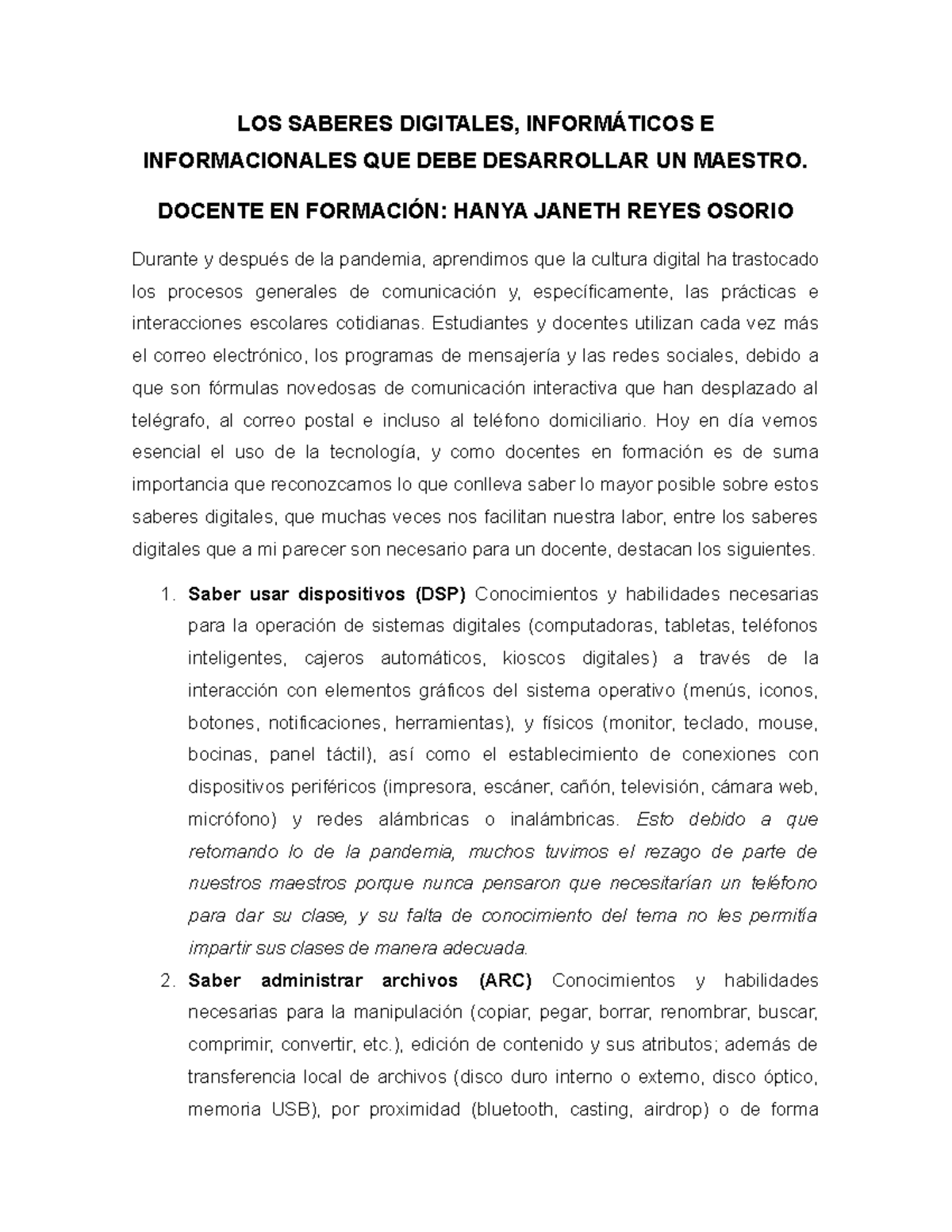 LOS Saberes Digitales DE UN Docente - LOS SABERES DIGITALES ...