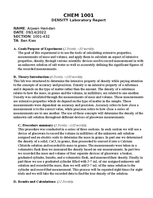 Acid-base titrations Lab Report - CHEM 1001 ACID-BASE TITRATIONS ...