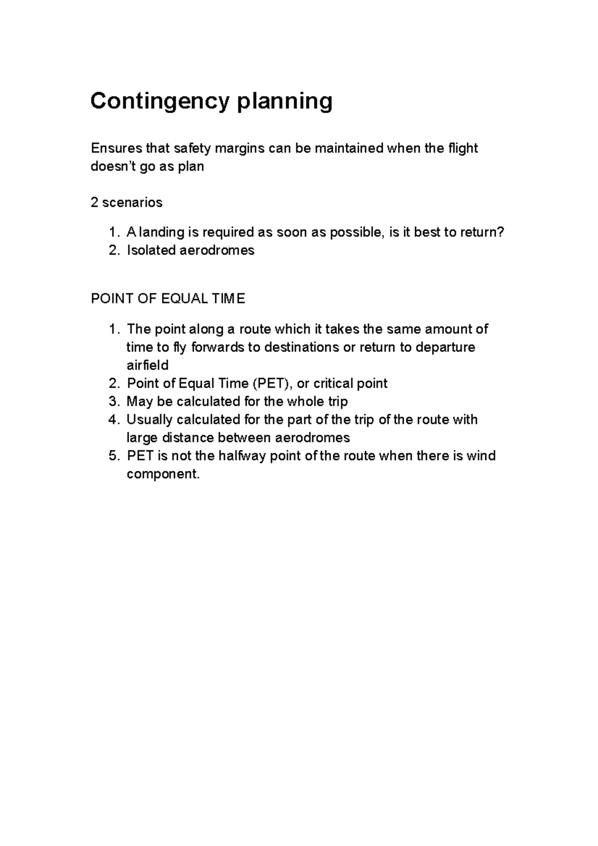 Contingency planning - Notes in lesson - Contingency planning Ensures ...