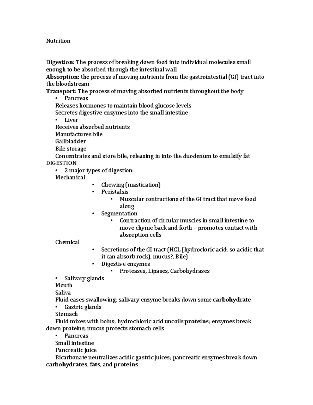 Fundamentals Of Nutrition - Lecture notes - chapters - Lecture Notes ...