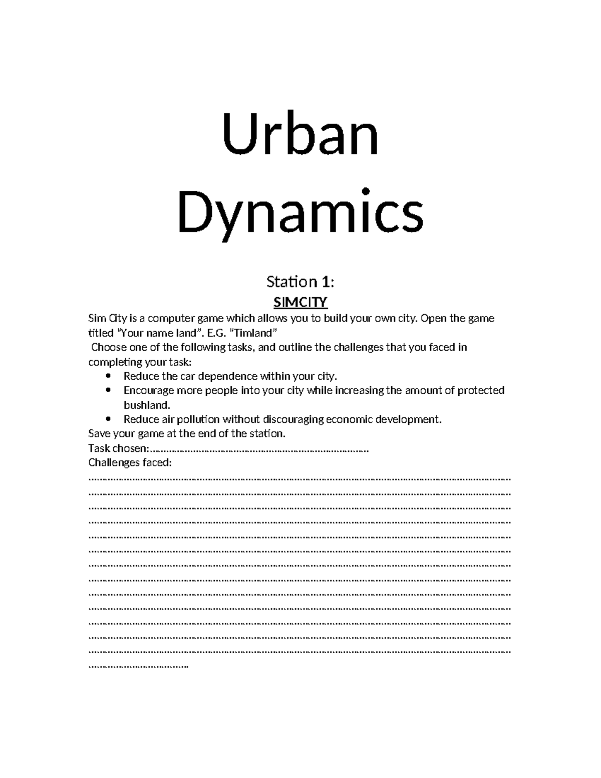 12g - up - urban dynamics stations activity - Urban Dynamics Station 1 ...