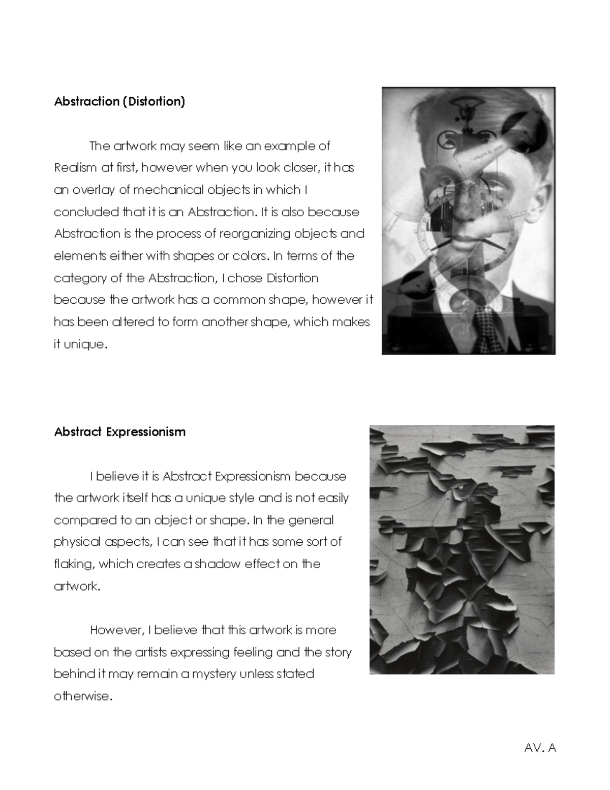 Manner of Presentation - AV. A Abstraction (Distortion) The artwork may ...