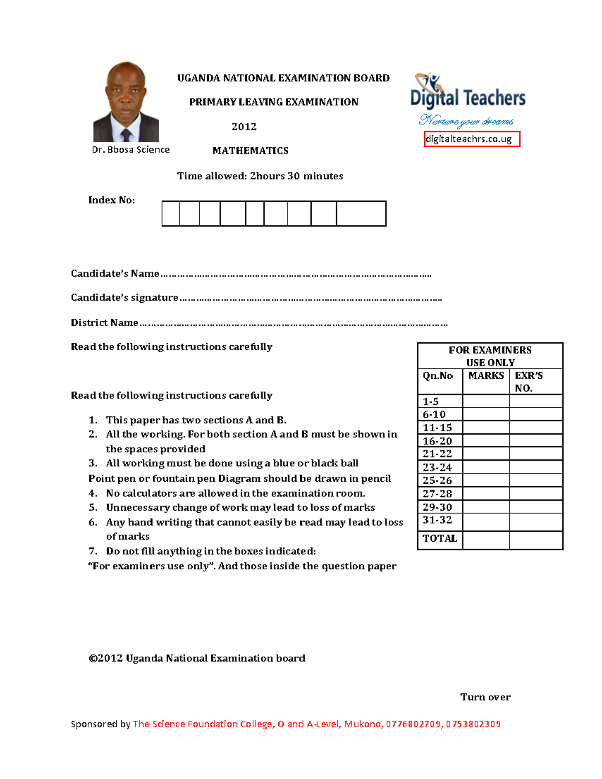 Course work assessment - UGANDA NATIONAL EXAMINATION BOARD PRIMARY ...