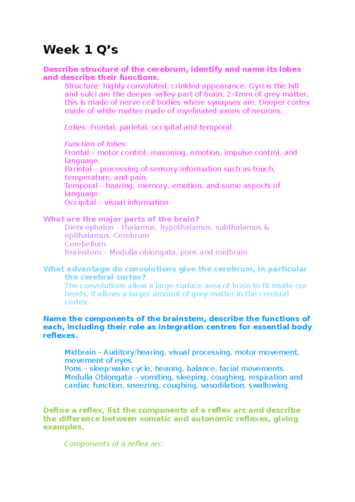 Week 1 - ISAP - Week 1 practise materials/questions - Week 1 Q’s Describe structure of the ...