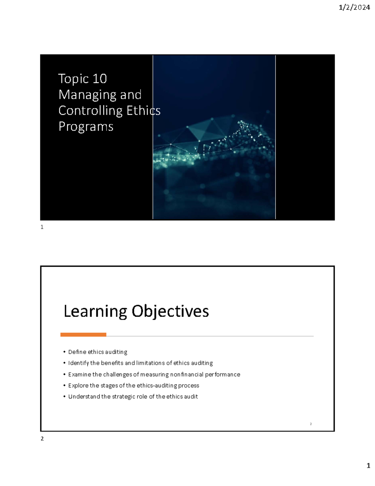 Topic 10 - sxcfghjklzxcvbnm - Topic 10 Managing and Controlling Ethics Programs Learning ...