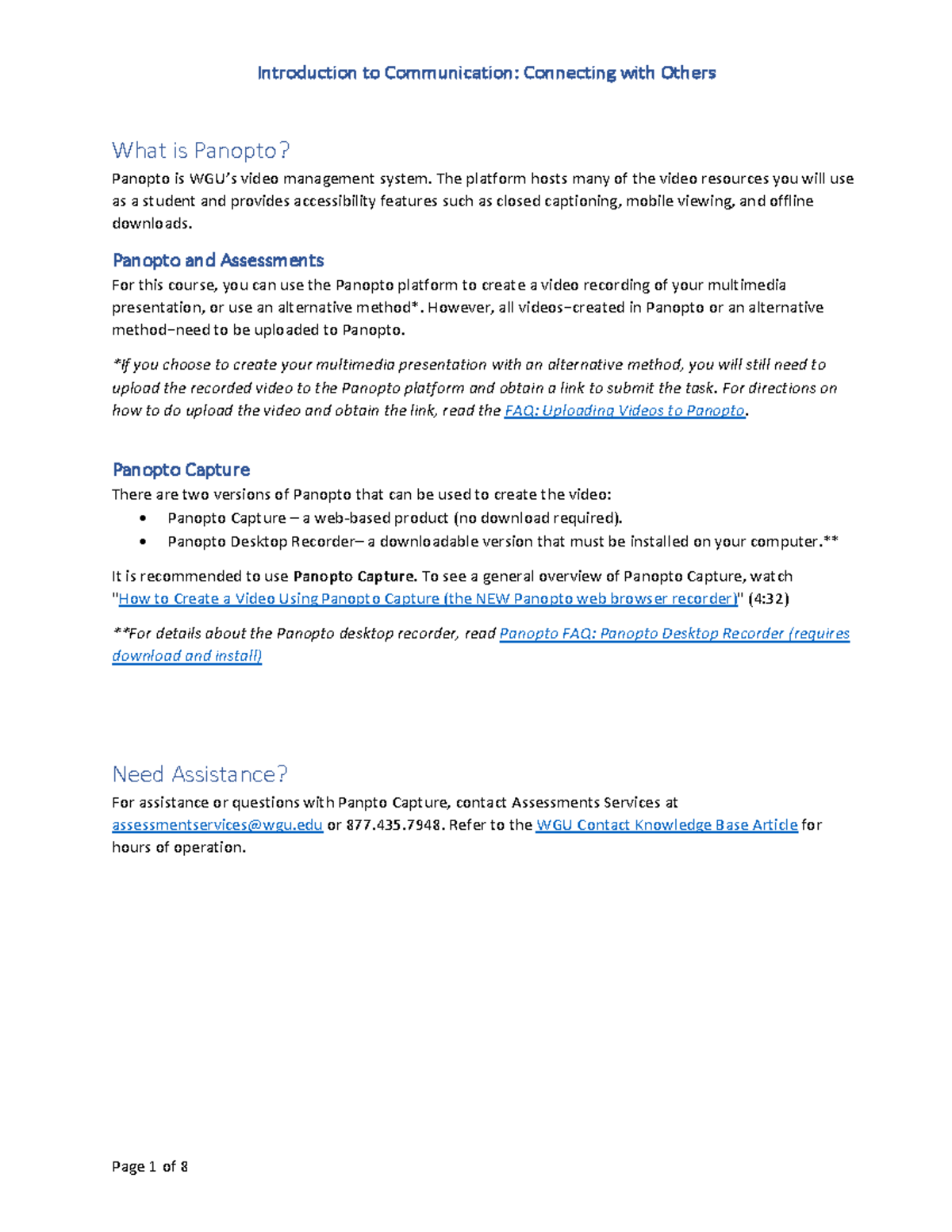 D268 Panopto Instructions - Introduction to Communication: Connecting ...