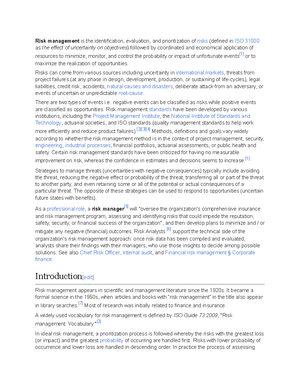 Risk Management 5 - Unit 5 - V. Conclusion Risk management is the ...