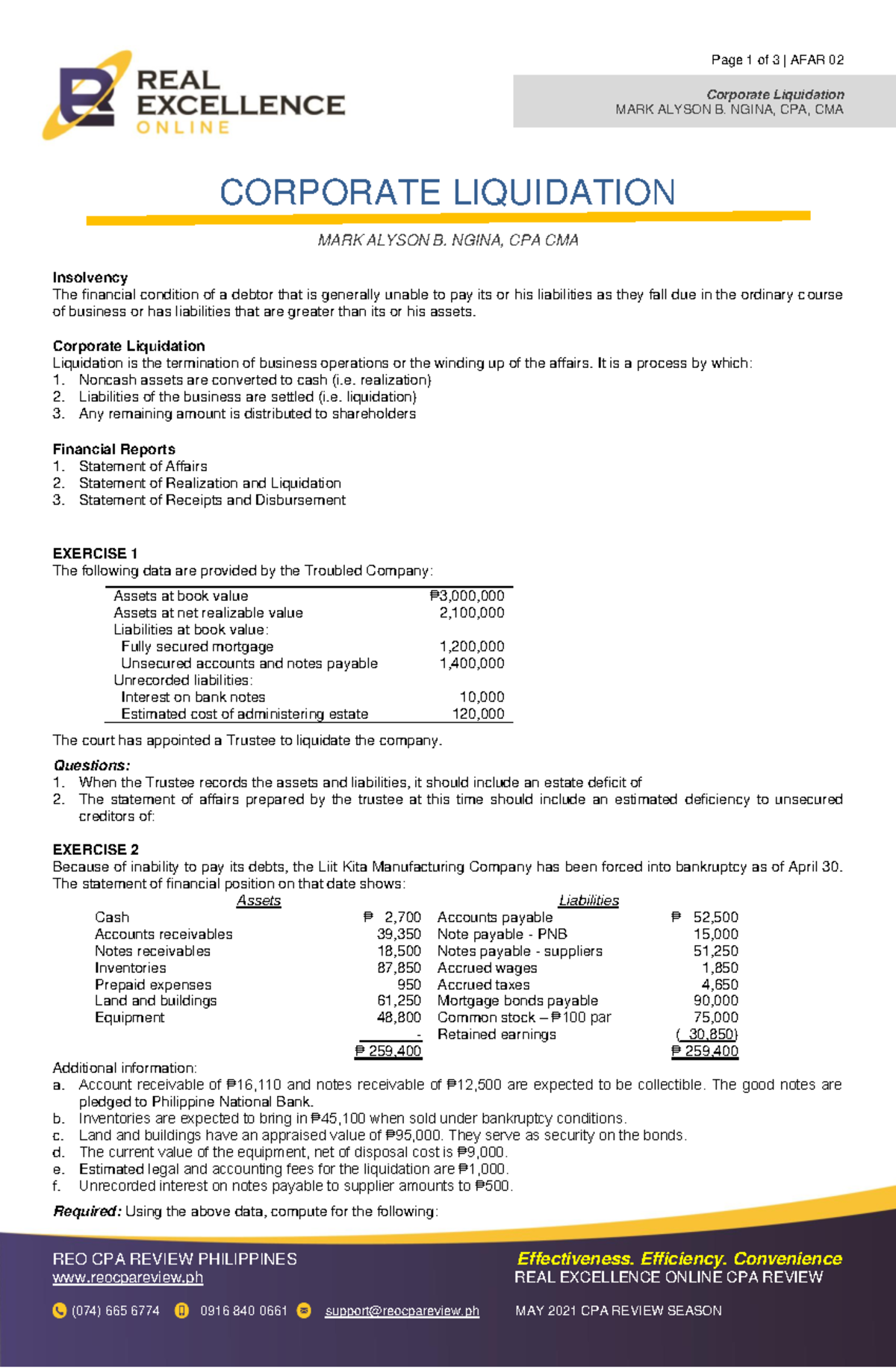 AFAR 02 Corporate Liquidation - Page 1 of 3 | AFAR 02 Corporate ...