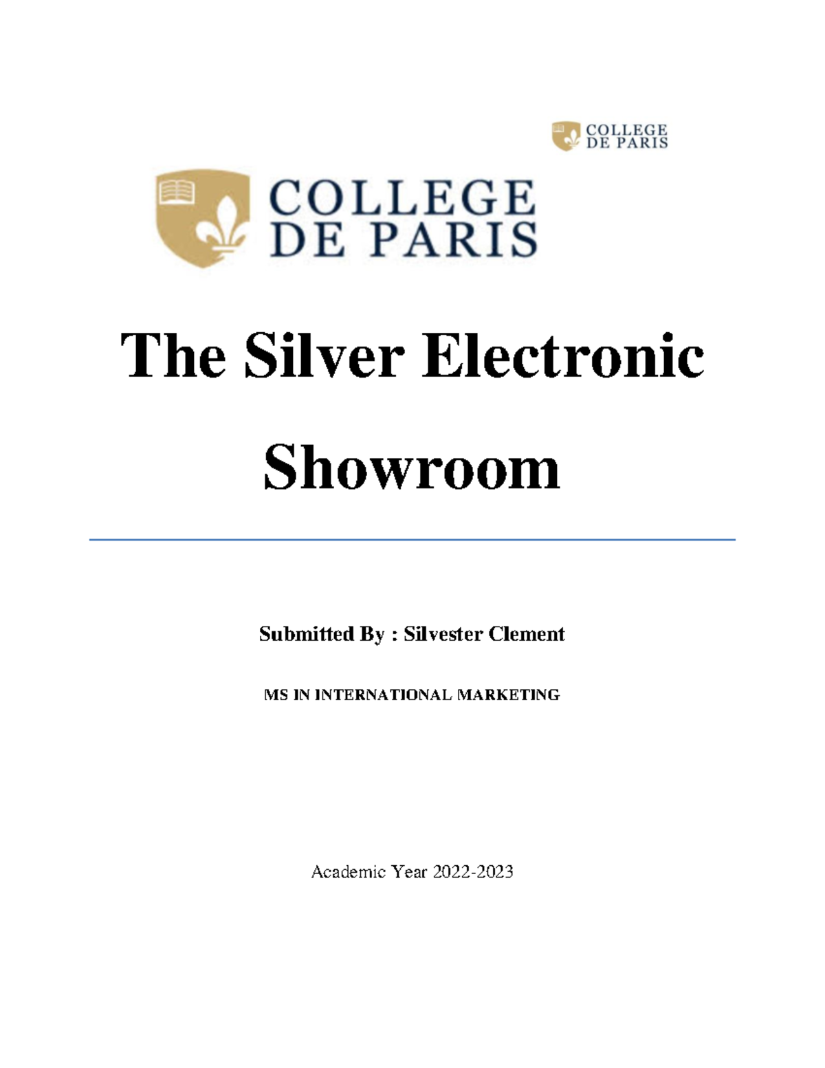 Business proposal - The Silver Electronic Showroom Submitted By ...
