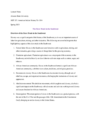 HST 337 Week 5 Lecture Notes I - Lecture Notes Arizona State University ...