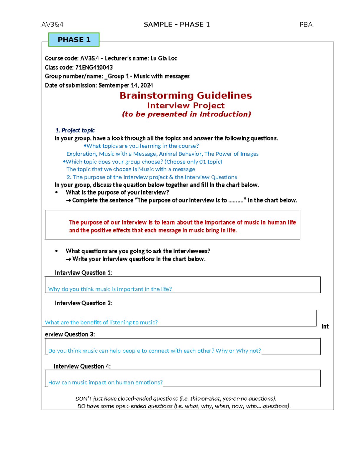 Anh Văn 3and4 Sample Pba Manual Phase 1 Brainstorming Guidelines Av3and4 Sample Phase 1 Pba