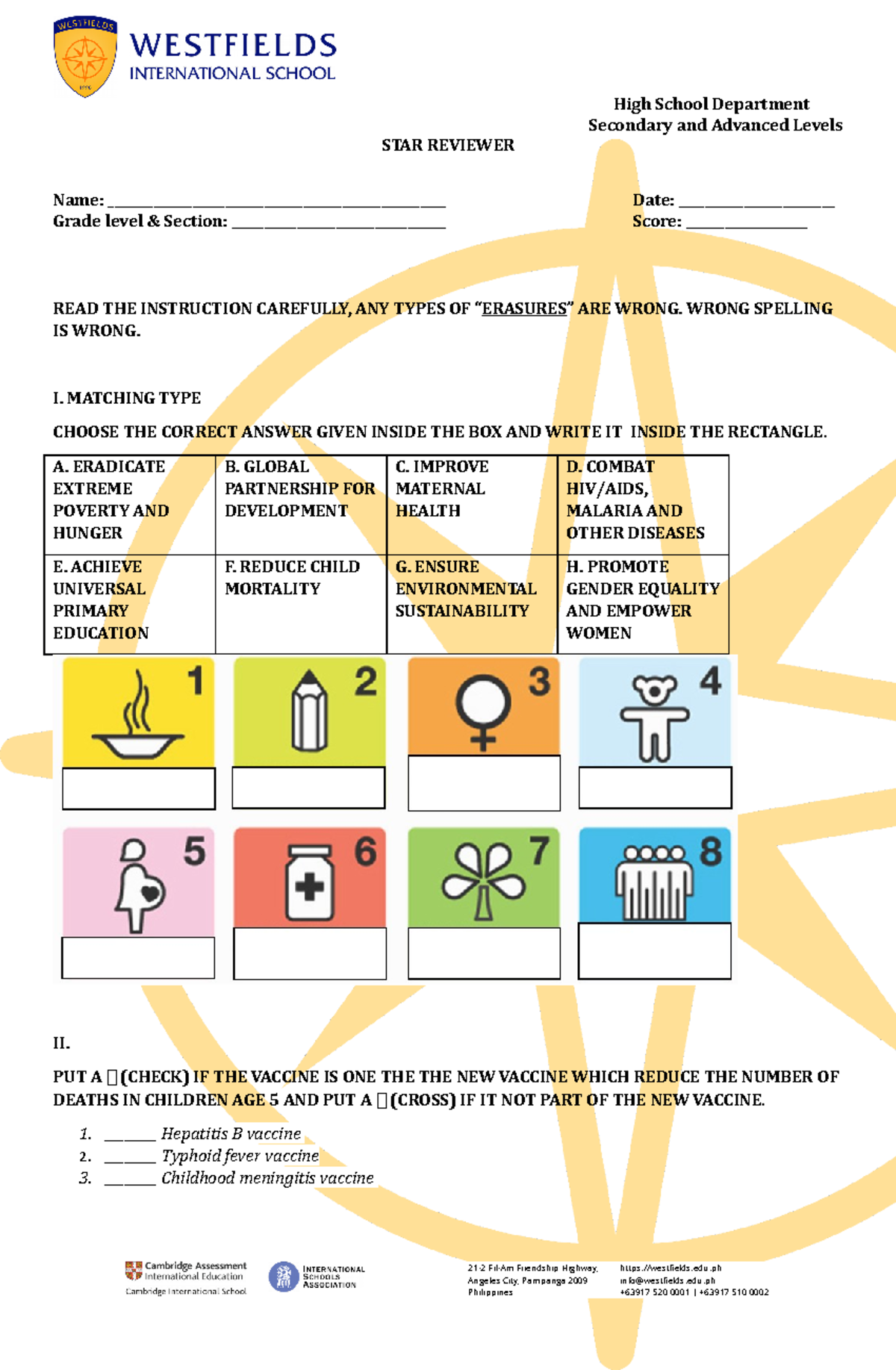 G10 Health STAR Review - High School Department Secondary and Advanced ...