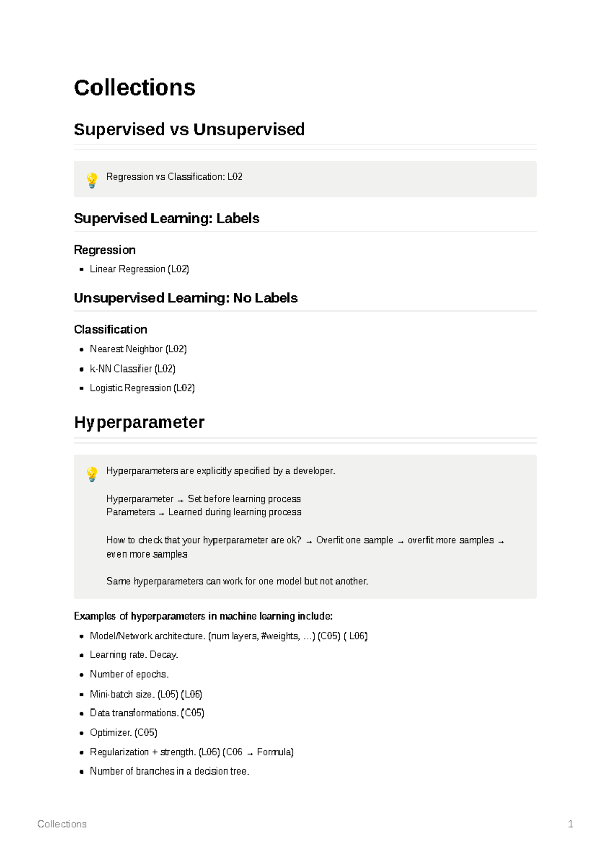 Collections - Summary of where to find which topic - ordered ...