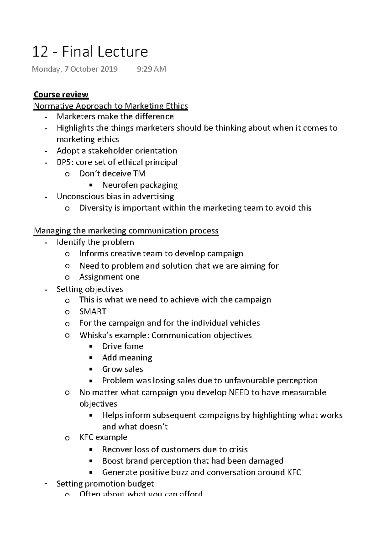 12 Final Lecture Warning Tt Undefined Function 32 Course Review Normative Approach To