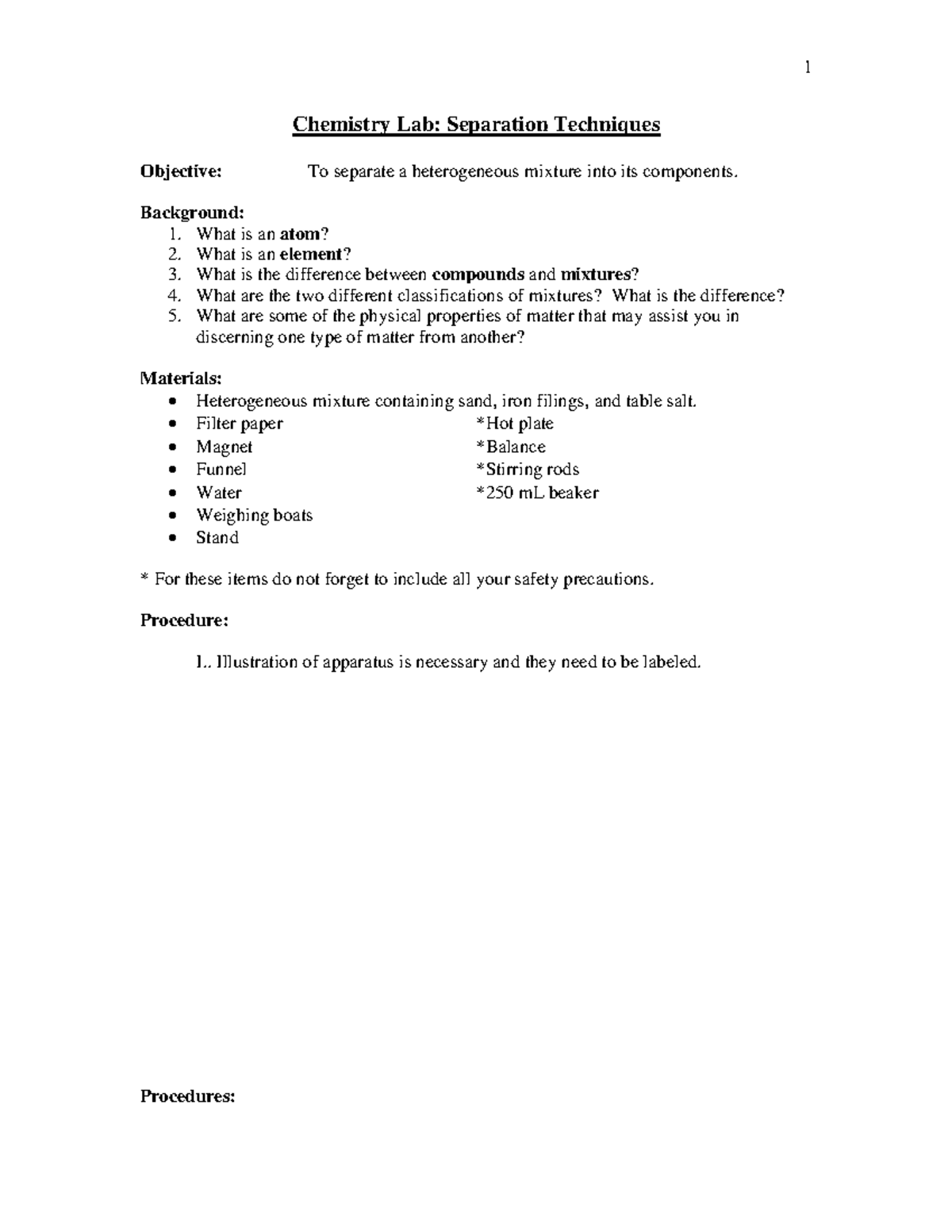Chemistry Lab: Separation Techniques - Studocu