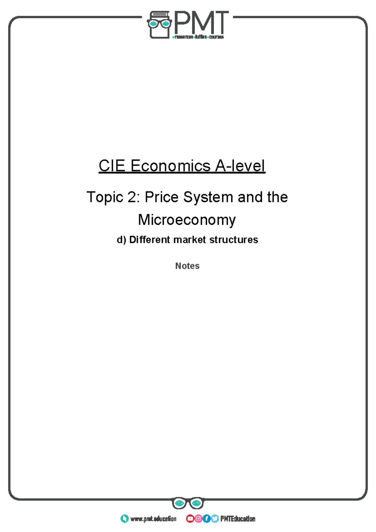 Different market structures - CIE Economics A-level Topic 2 : Price ...