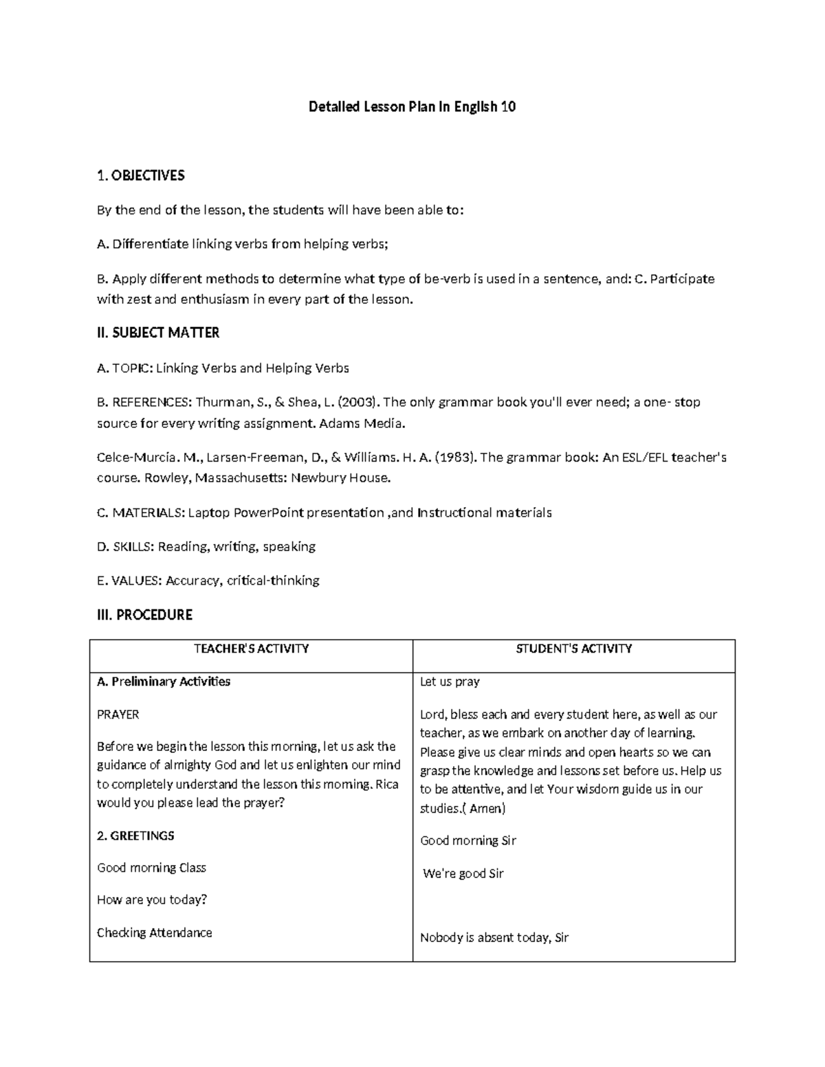 Detailed Lesson Plan ENG10 - Detailed Lesson Plan In English 10 1 ...