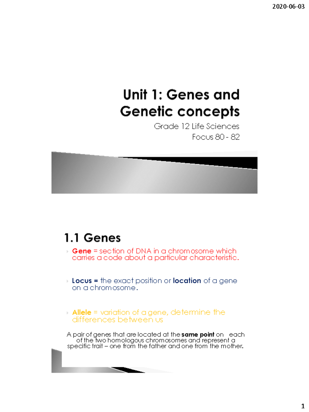 2020%20 Genetics%20(VS) - Grade 12 Life Sciences Focus 80 - 82 Gene ...