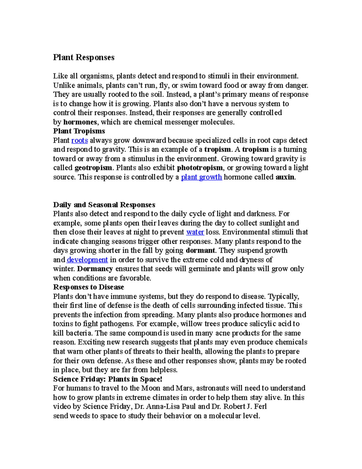 Plant Responses - Plant Responses Like all organisms, plants detect and ...