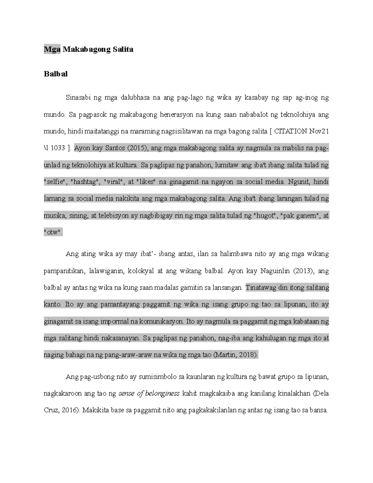 RRL - filipino pagbasa at pagsusuri - Mga Makabagong Salita Balbal ...