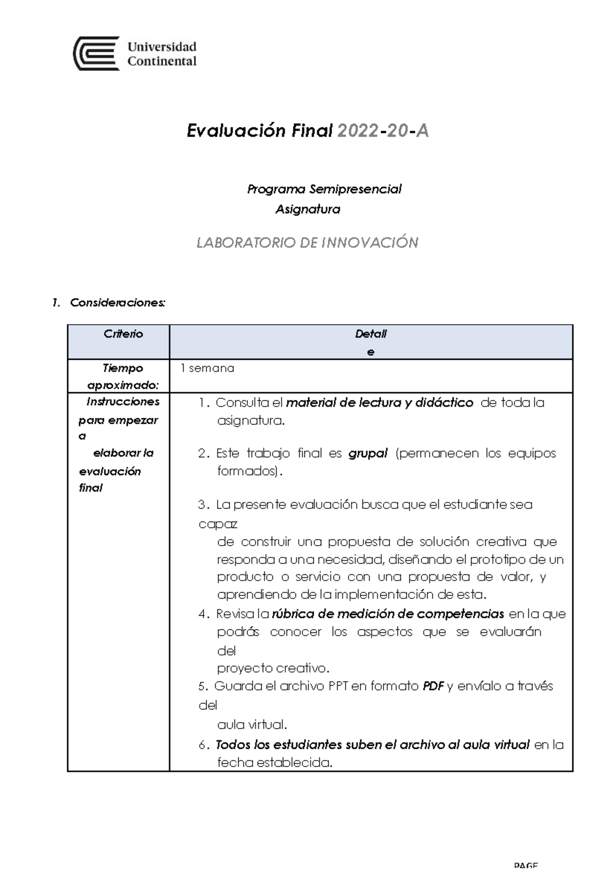 Evaluación final Lab.Innovación 2023 - Evaluación Final 2022 - 20 - A Programa Semipresencial ...