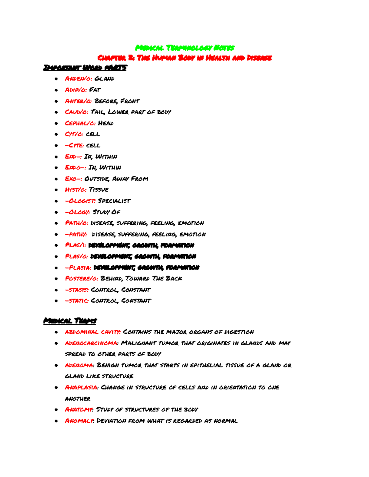 Chapter 2 The Human Body in Health and Disease - Medical Terminology ...