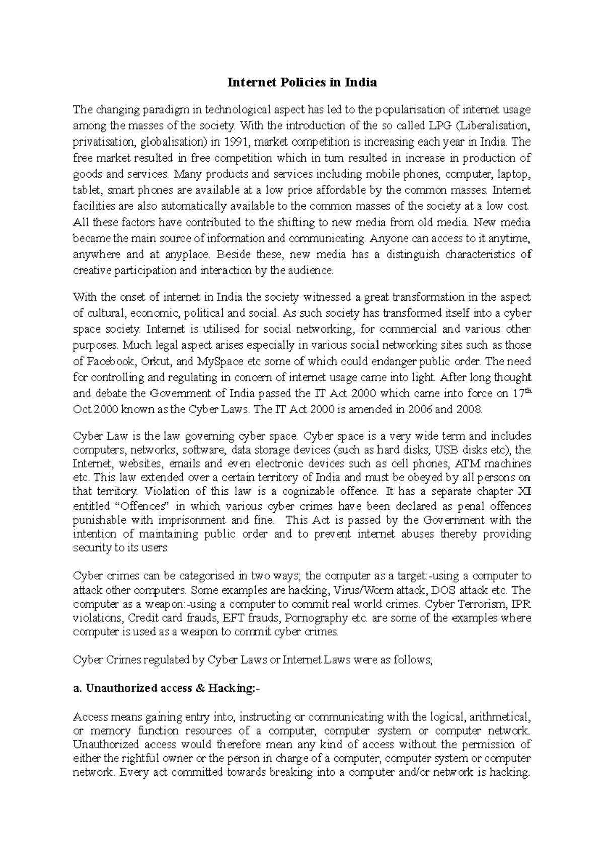 Liani internet policies - Internet Policies in India The changing ...