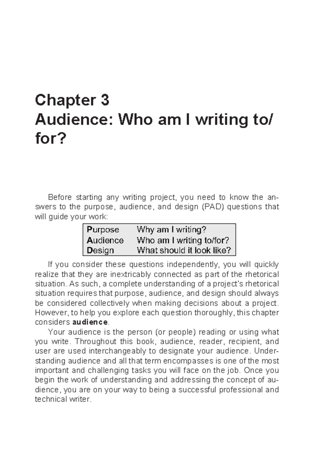 Ed10 RAWWr Ch3 - this the notes - Chapter 3 Audience: Who am I writing ...