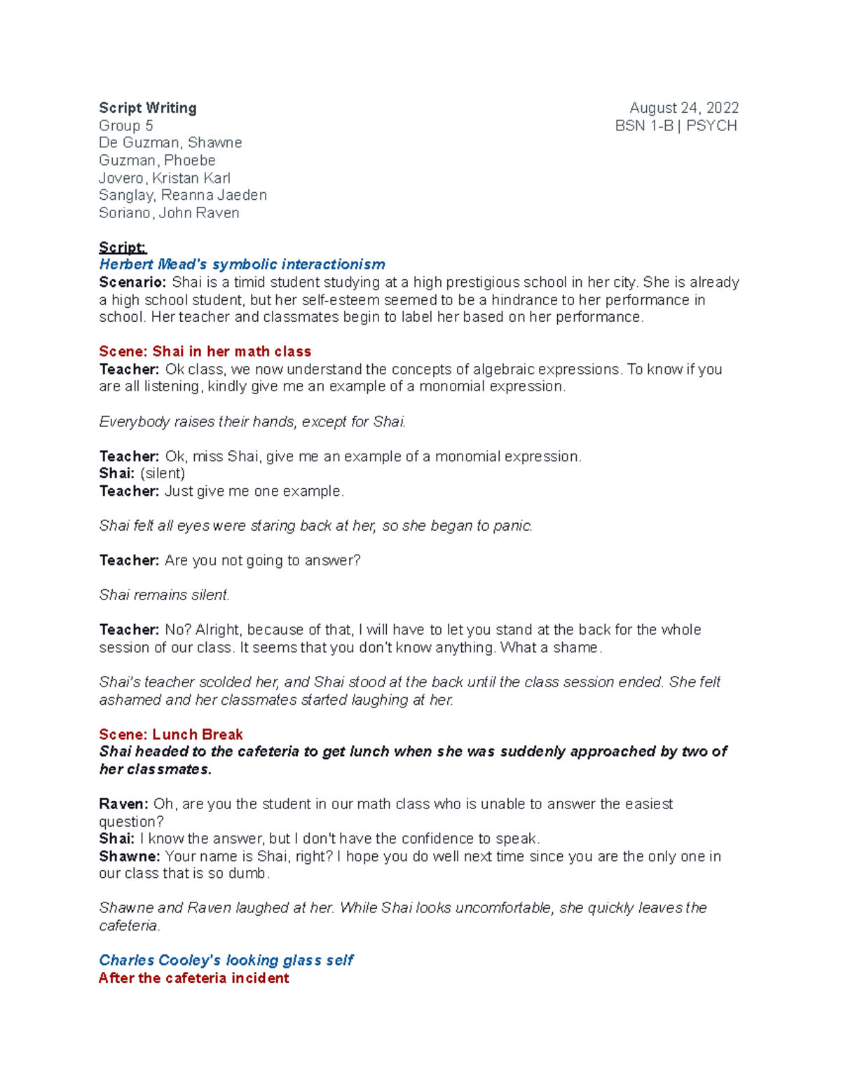 GRP 5-Script writing - Education purposes - Script Writing August 24 ...