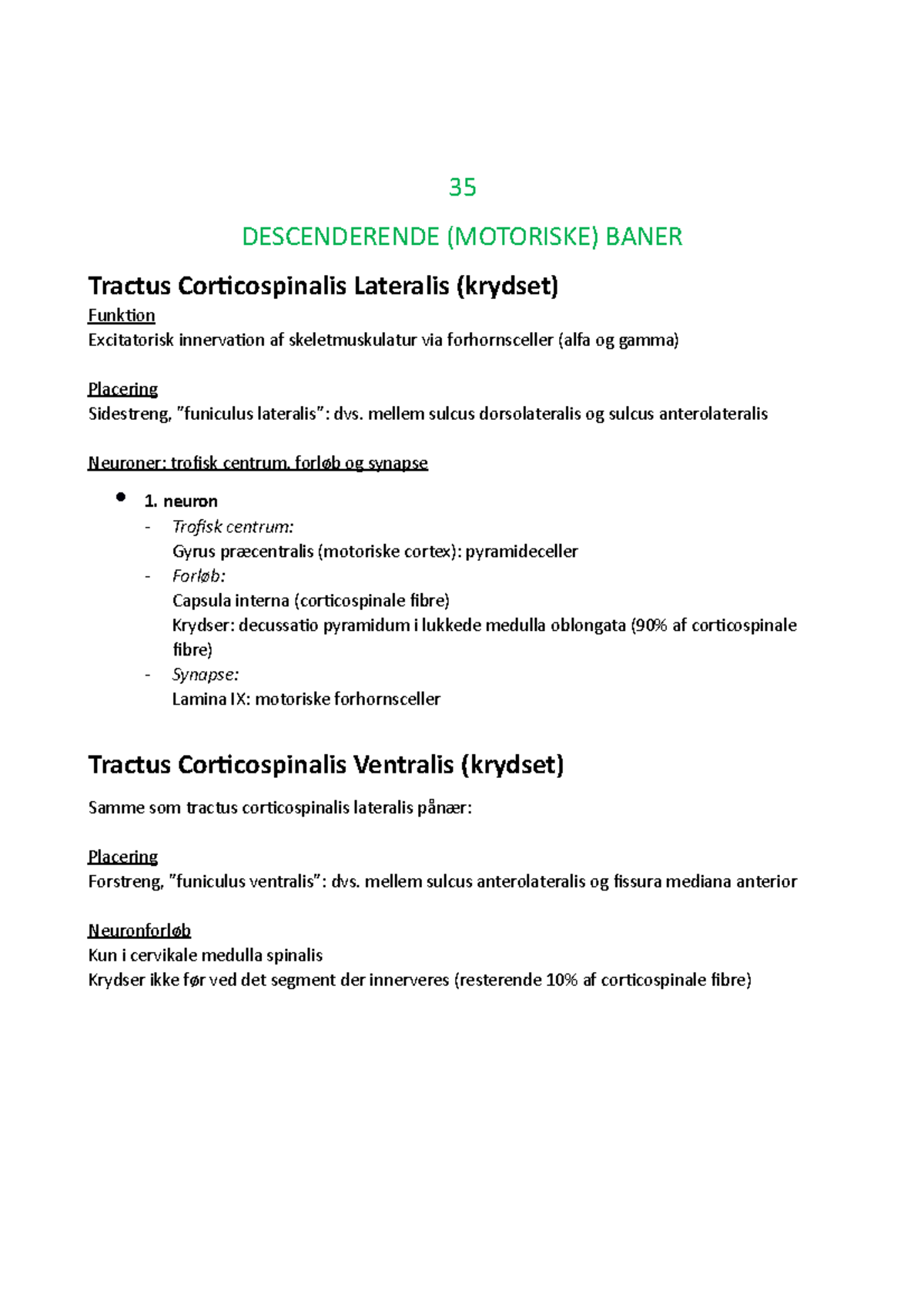 35. Motoriske baner (DONE) docx - 35 DESCENDERENDE (MOTORISKE) BANER ...