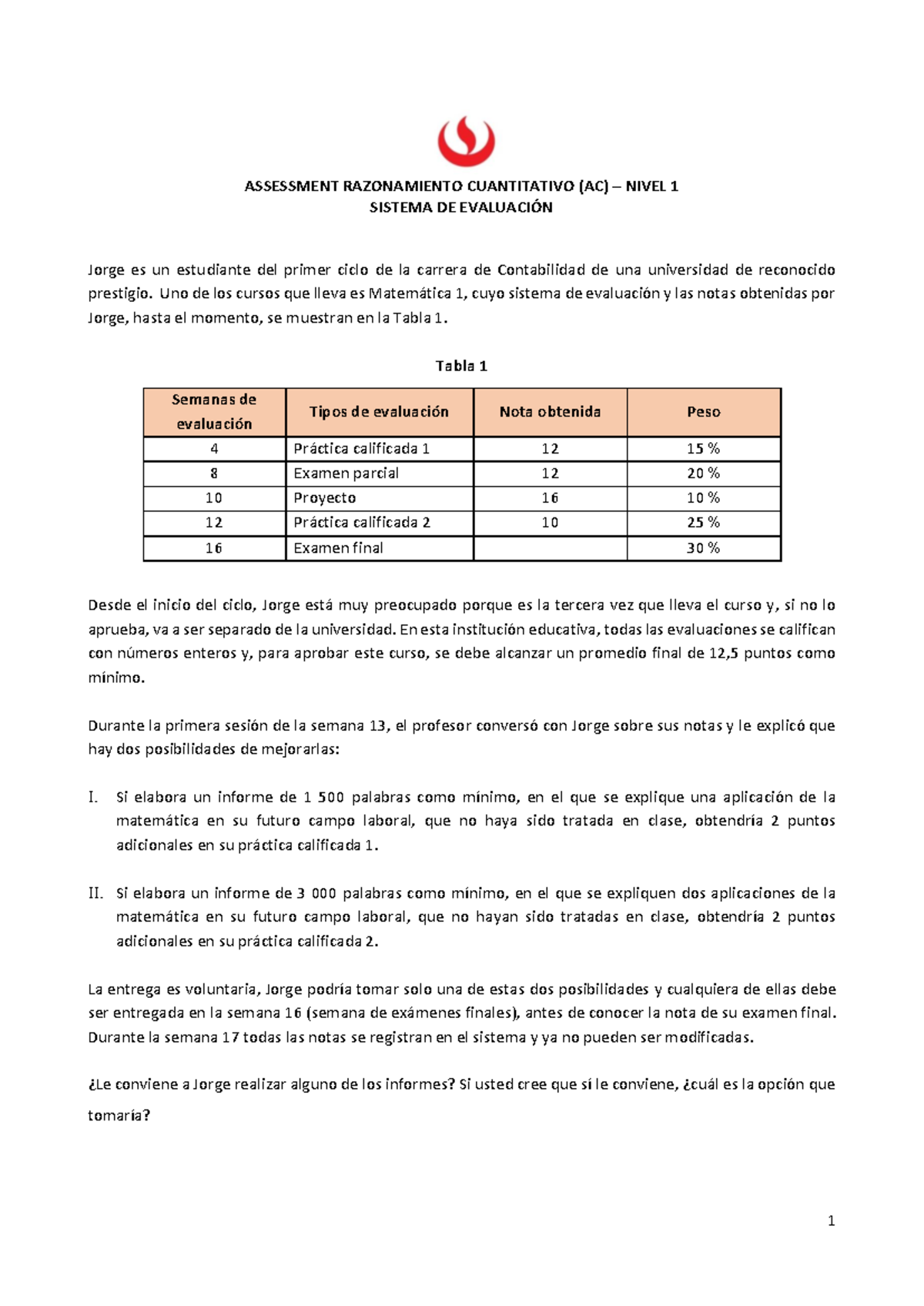Evaluación RC-Nivel 1 - calculo - 1 ASSESSMENT RAZONAMIENTO ...