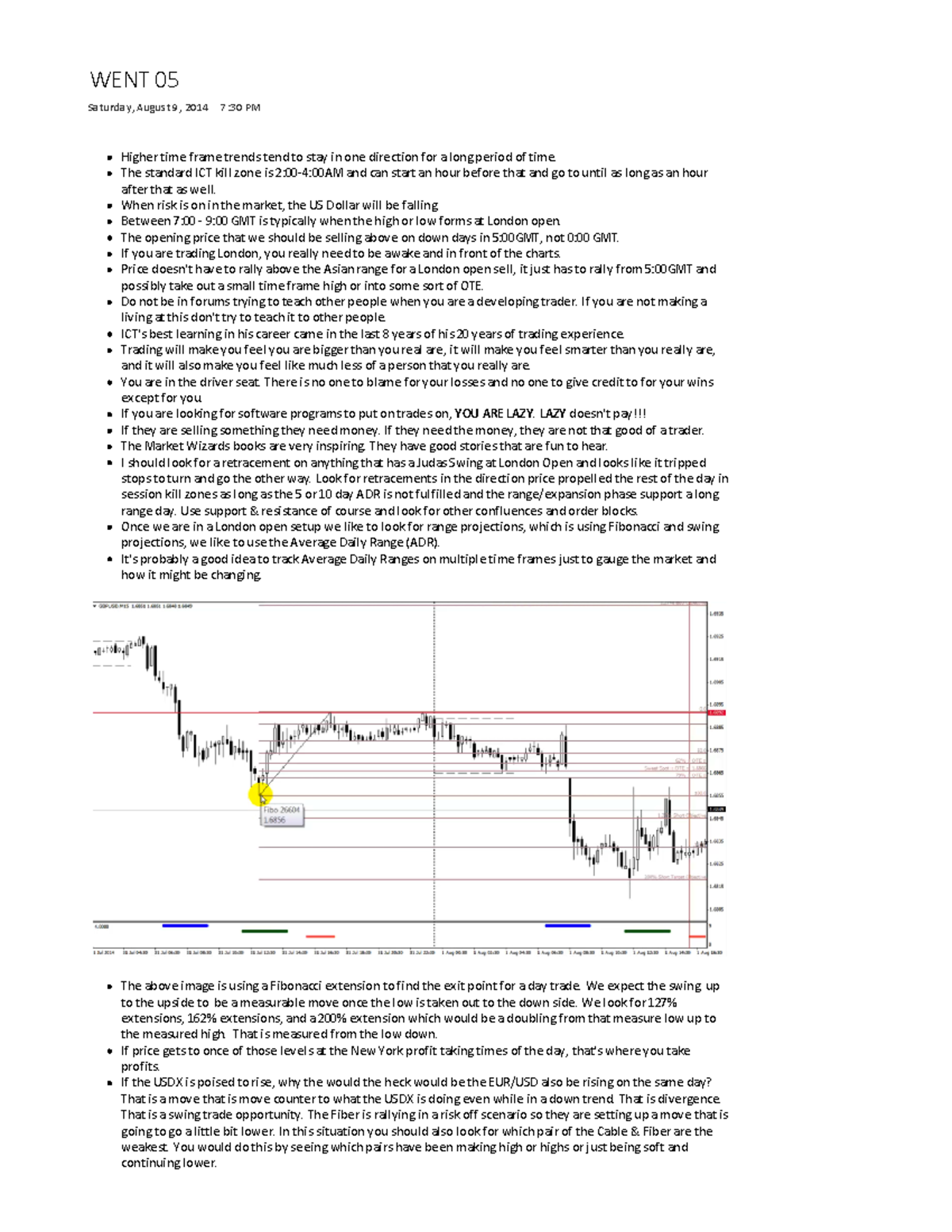 Inner Circle Trader - WENT 05 - Higher time frame trends tend to stay ...