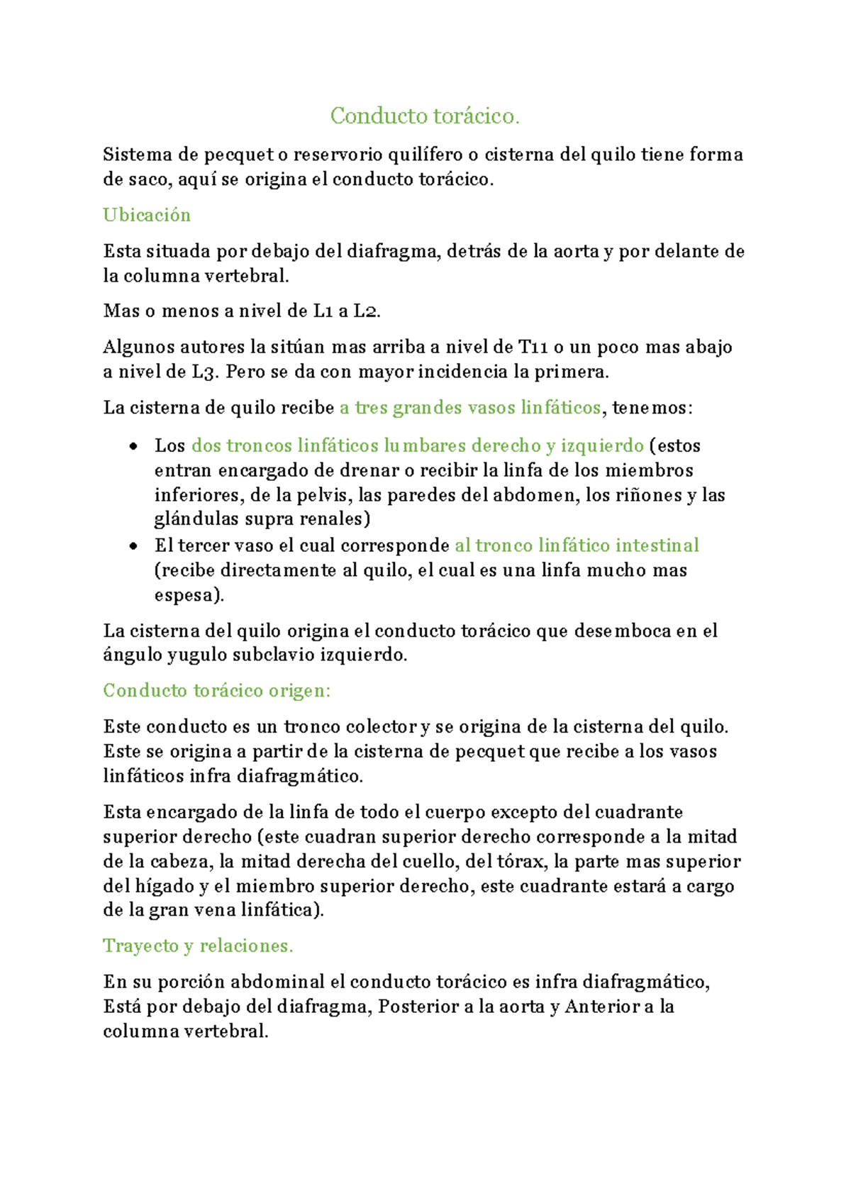 Conducto toracico - Torax - Conducto torácico. Sistema de pecquet o ...