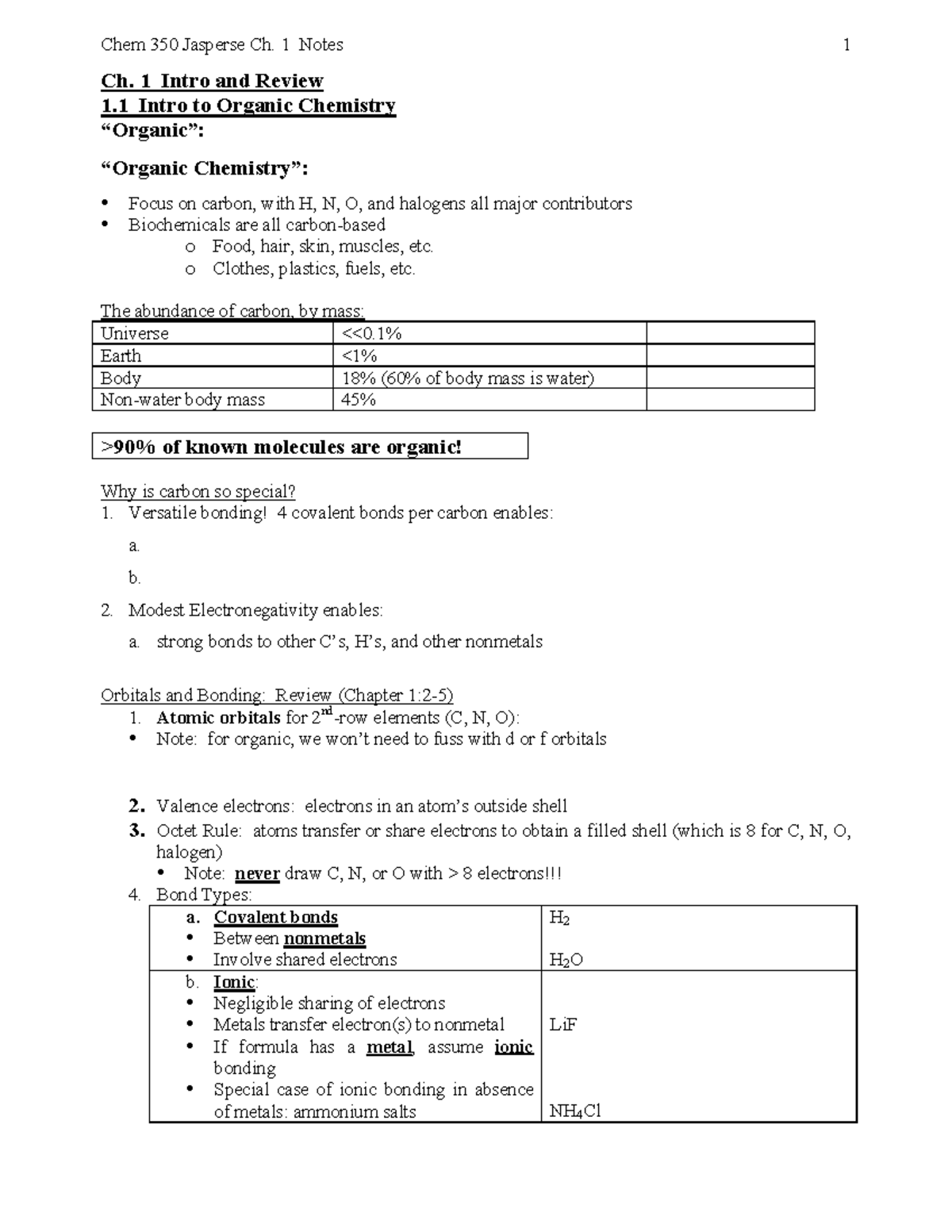Notes Test 1 Ch 1-3 - reviewer - Ch. 1 Intro and Review 1 Intro to ...