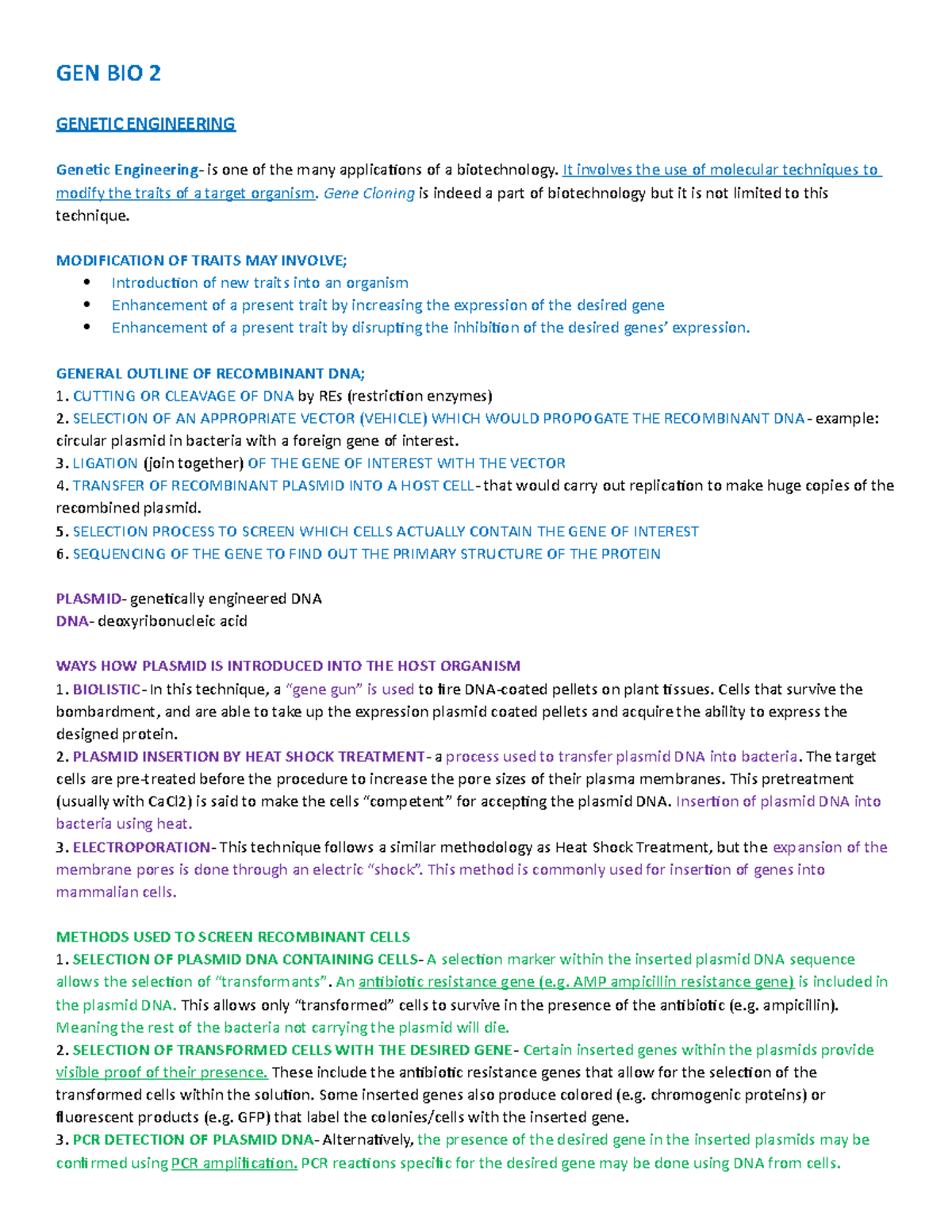 GEN BIO 2 Genetic Engineering- Patterns OF Descent WITH Modification ...