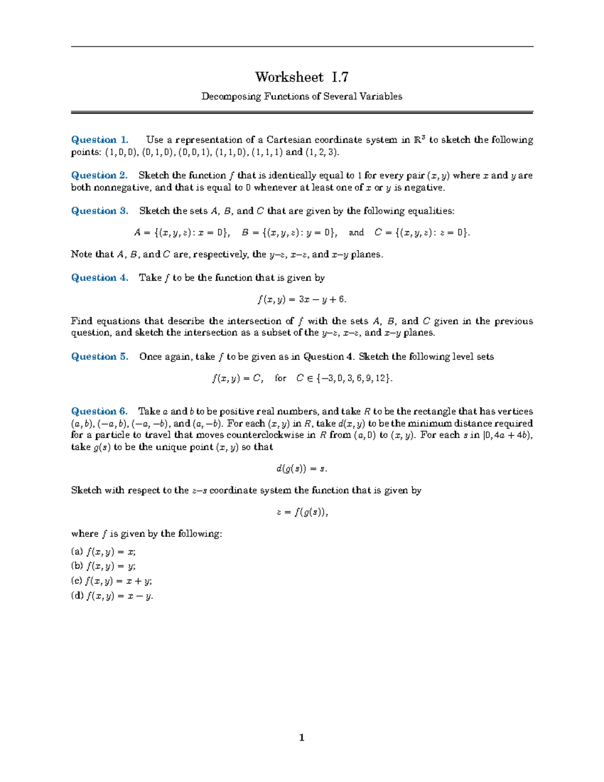 WS+I-7 - david weisbart - Worksheet I. Decomposing Functions of Several ...