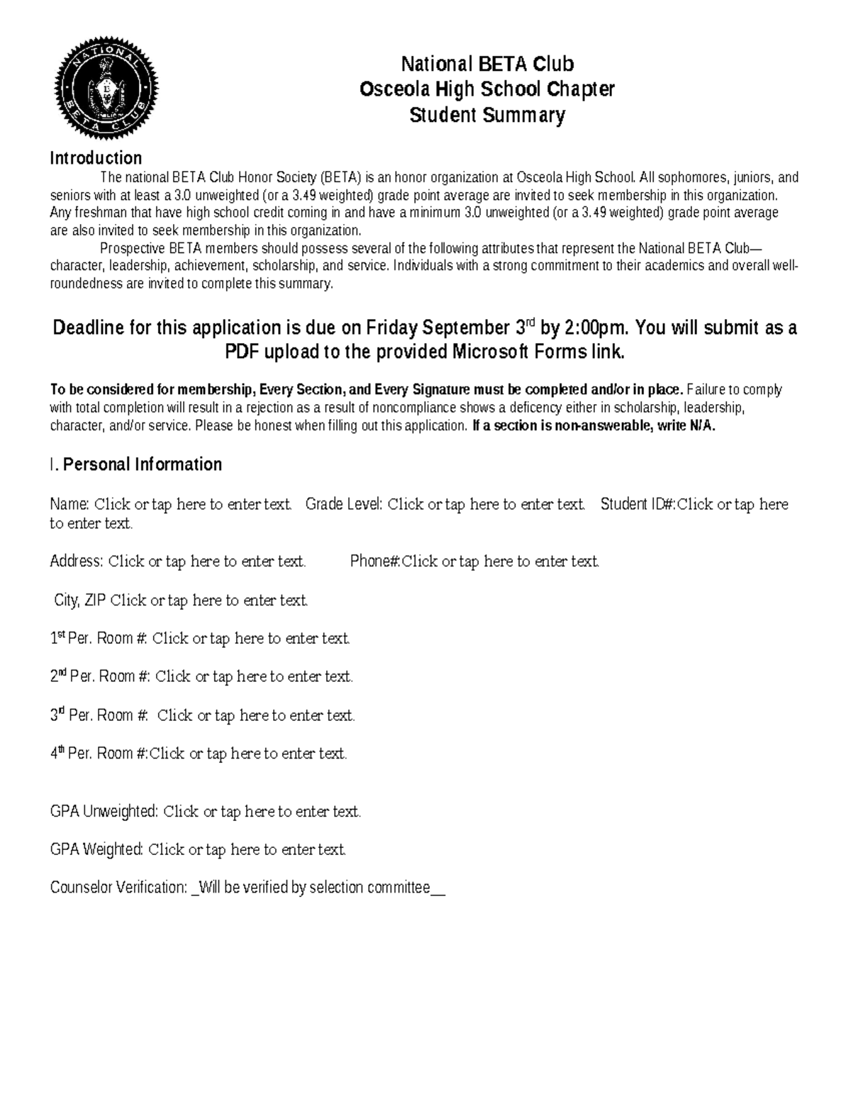National BETA Club Fall 2021 app - National BETA Club Osceola High ...